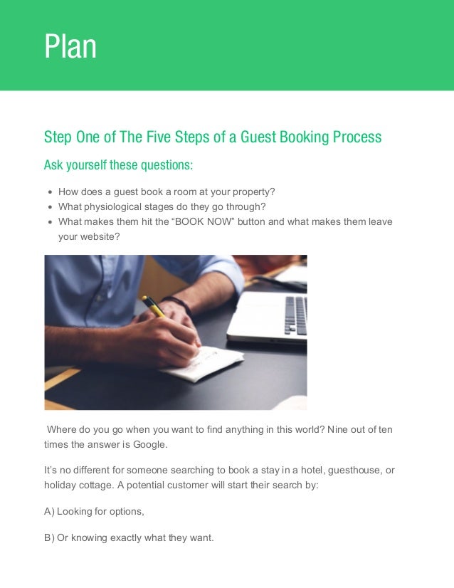 The Five Steps of the Booking Process that a guest goes through