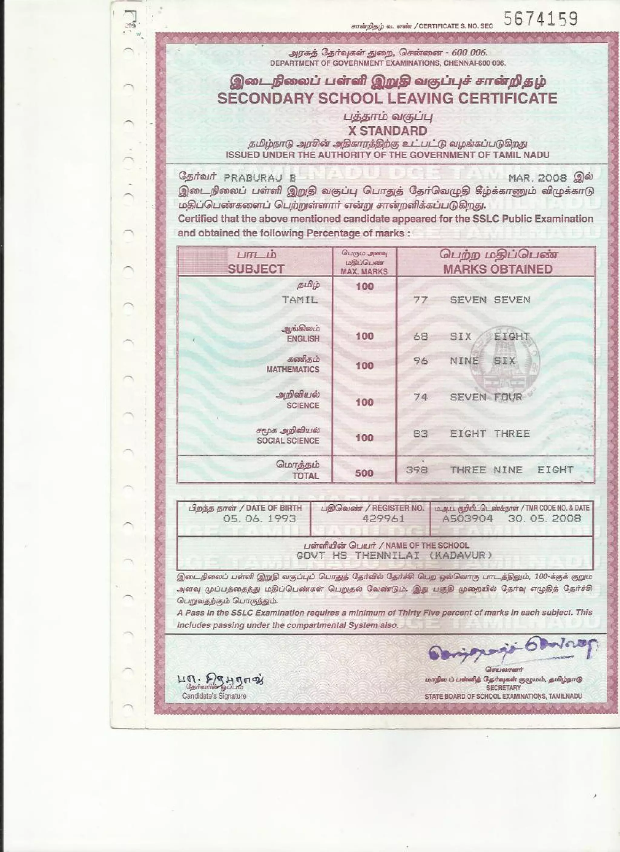 10 th mark list | PDF