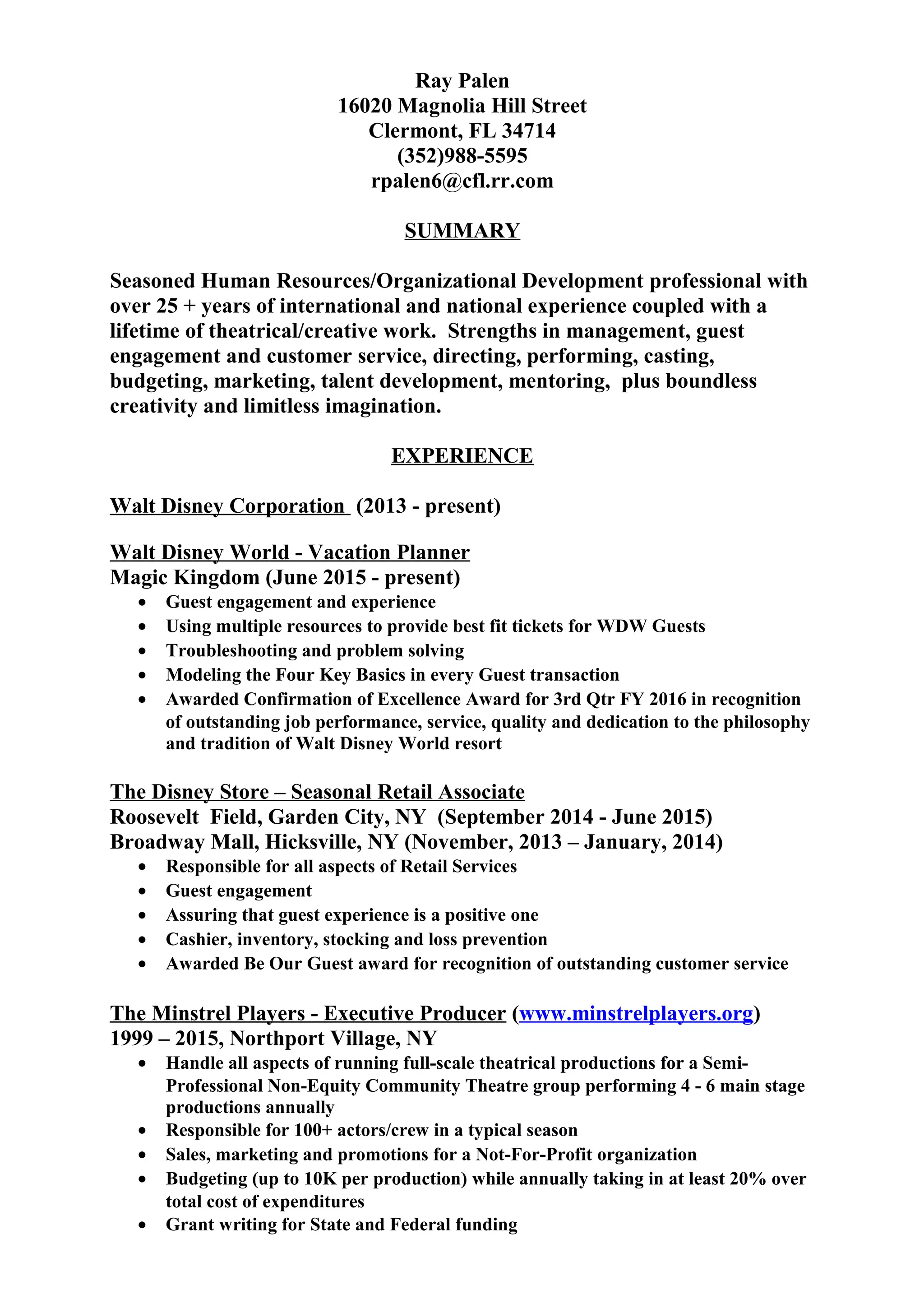 Ray Palen - 2016 Resume | DOC