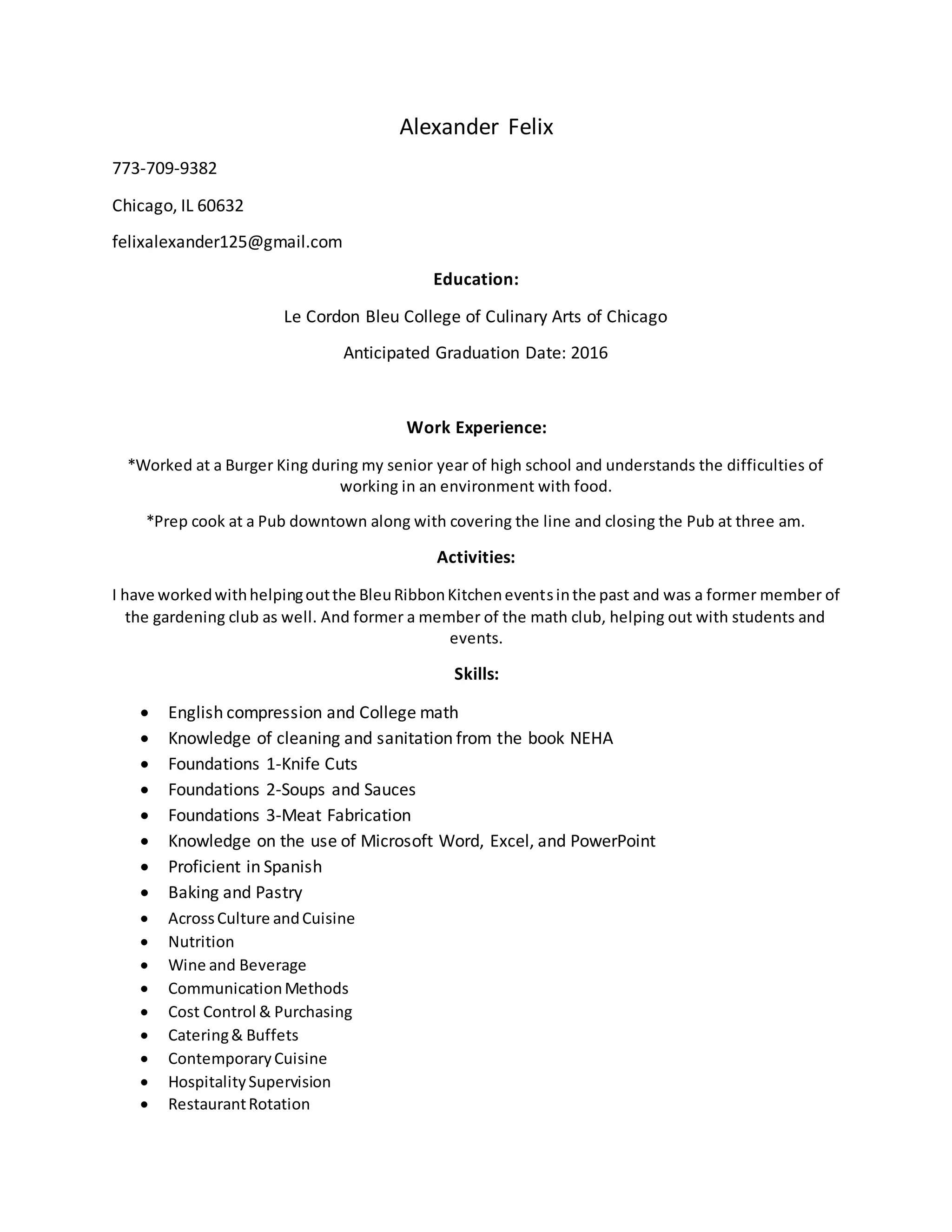Alexander Felix resume | DOCX