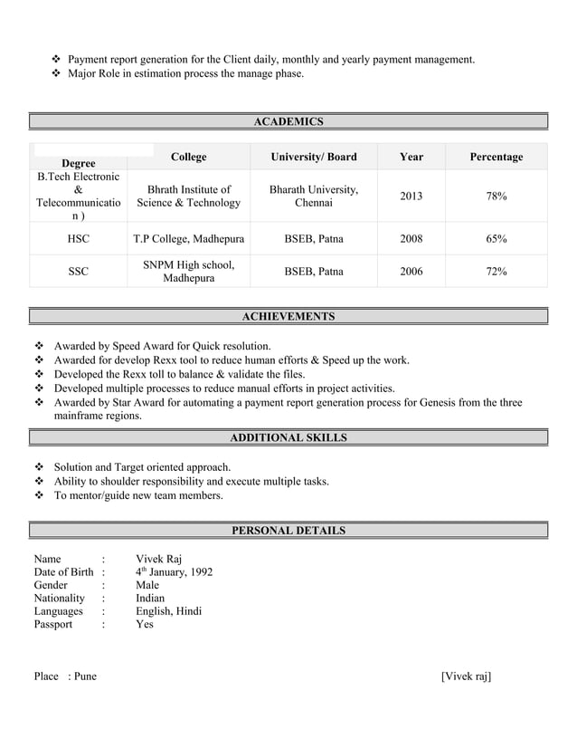 Vivek Raj CV | PDF