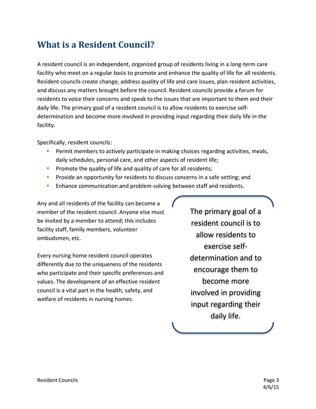 Resident Council Guide.final | PDF | Eldercare | Family and Relationships