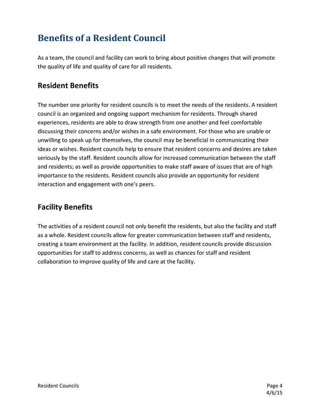 Resident Council Guide.final | PDF | Eldercare | Family and Relationships