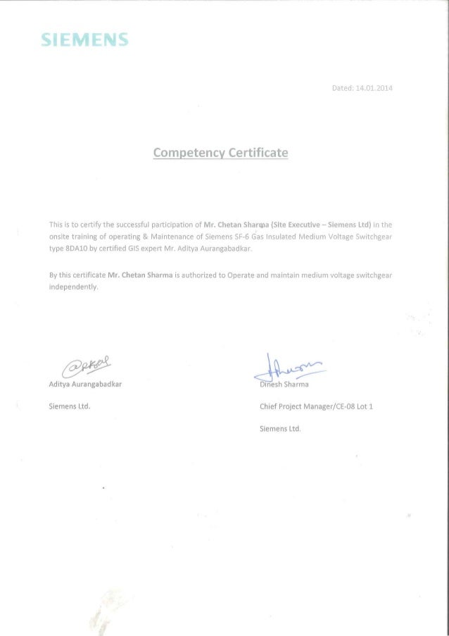 competency certificate