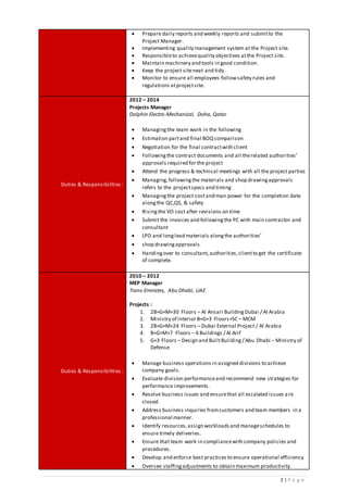 PM - CV - MEP Project Manager- | DOCX