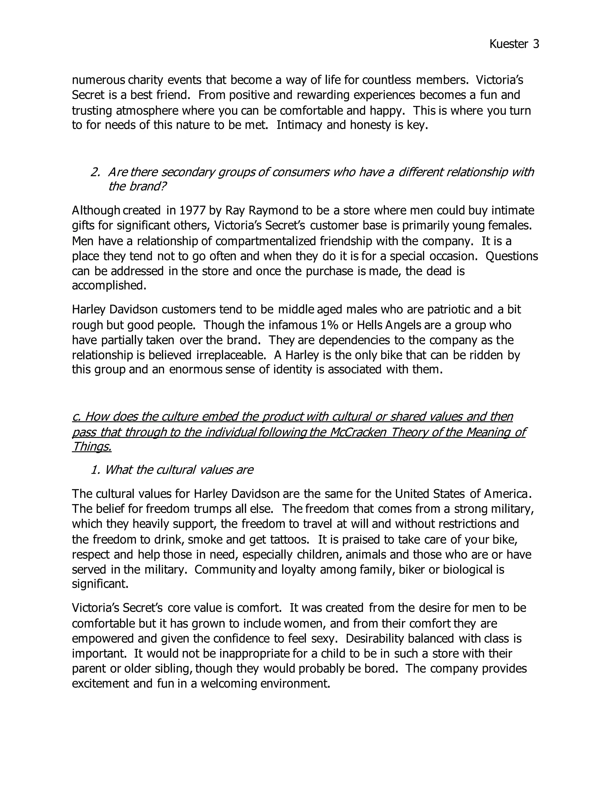 mktg 371 assignment 1 harley and victorias secret | PDF