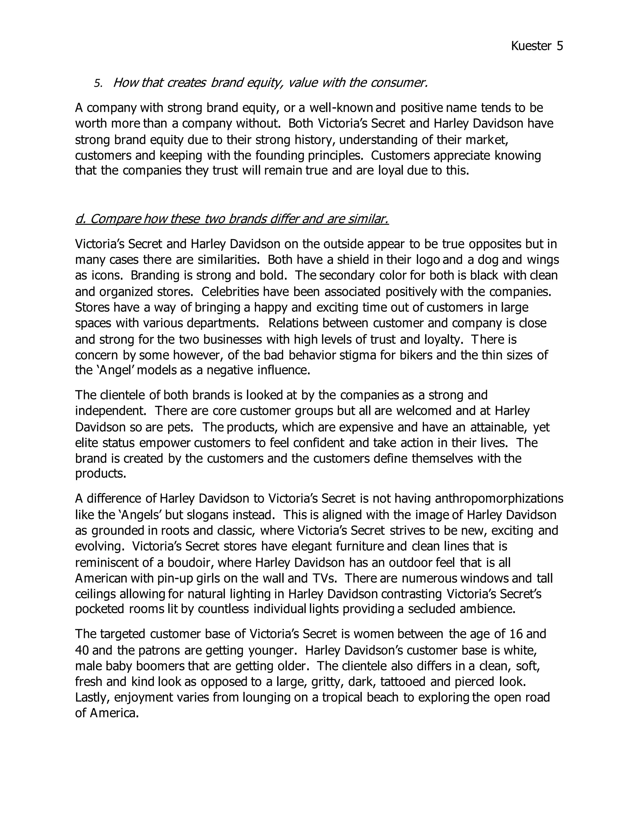 mktg 371 assignment 1 harley and victorias secret | PDF