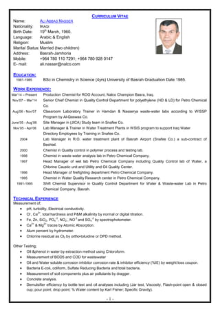 CV Ali Abas Nasser - May 2015 | PDF