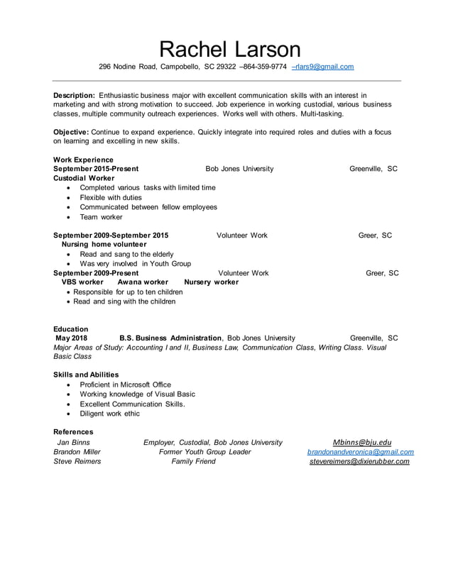 Rachel Larson Resume | PDF