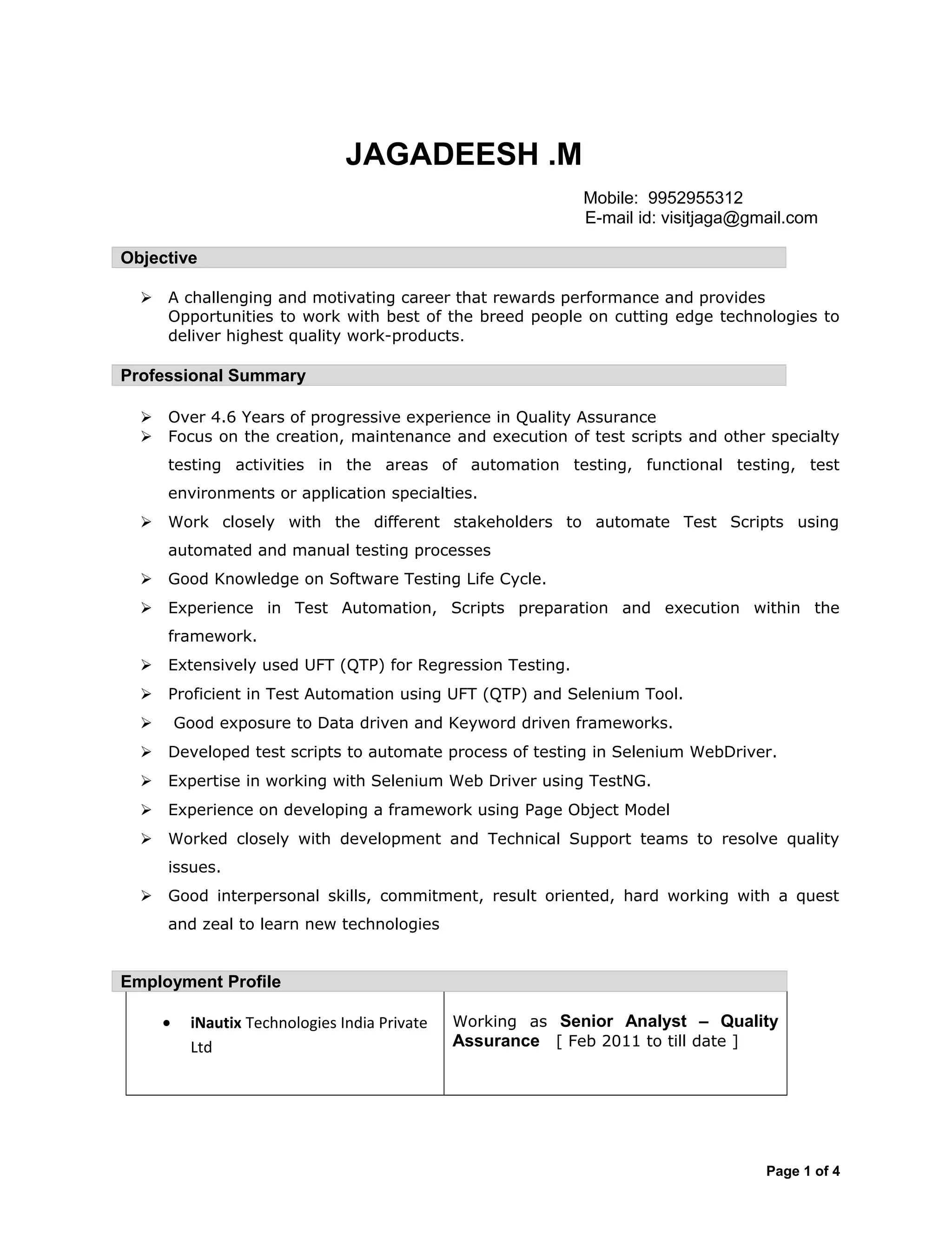 Jagadeesh_Resume | PDF