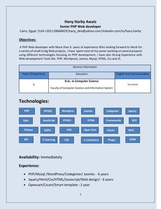 Hany Harby Senior PHP Developer | PDF