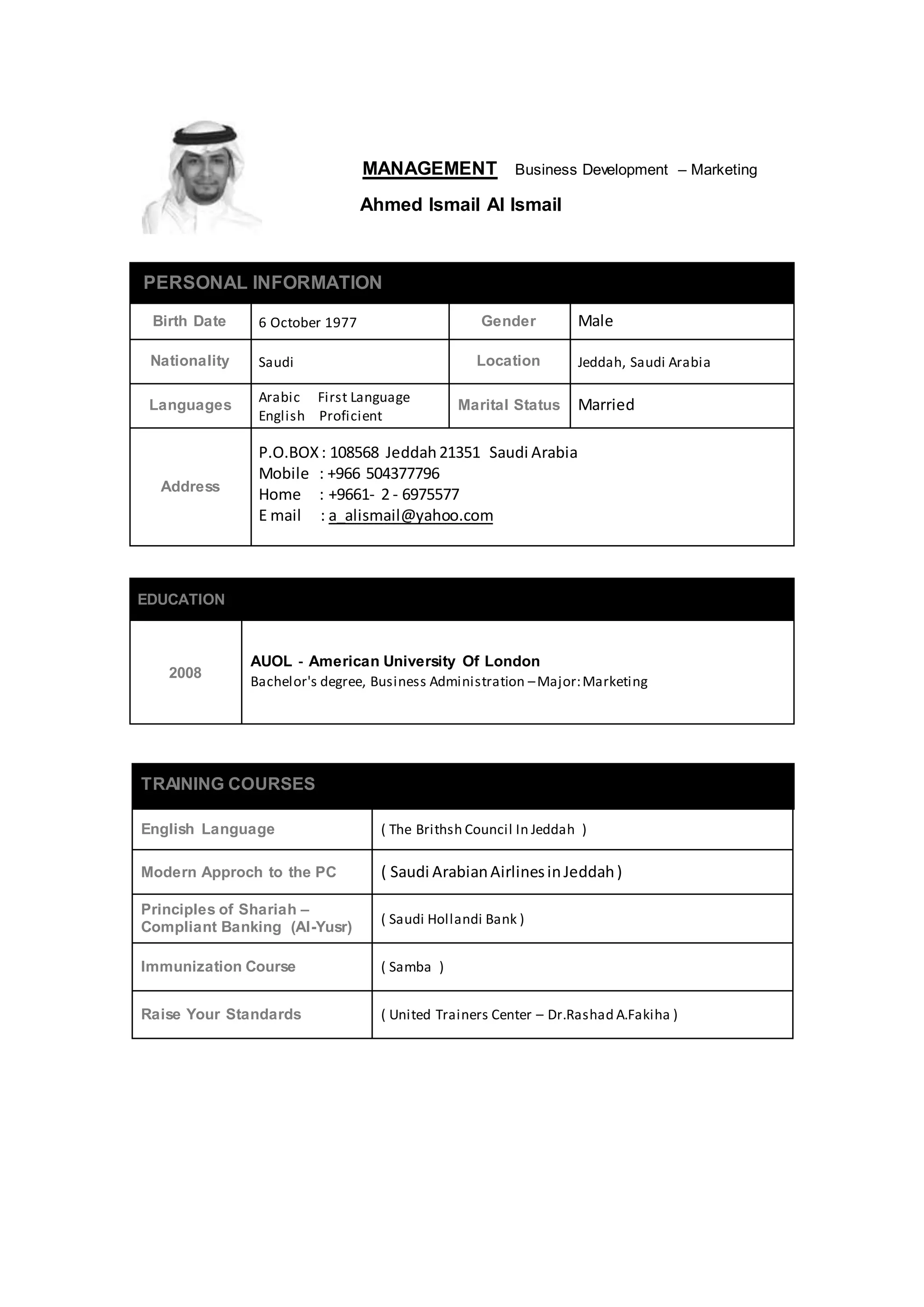 Ahmed Ismail Al Ismail CV 2015 | PDF