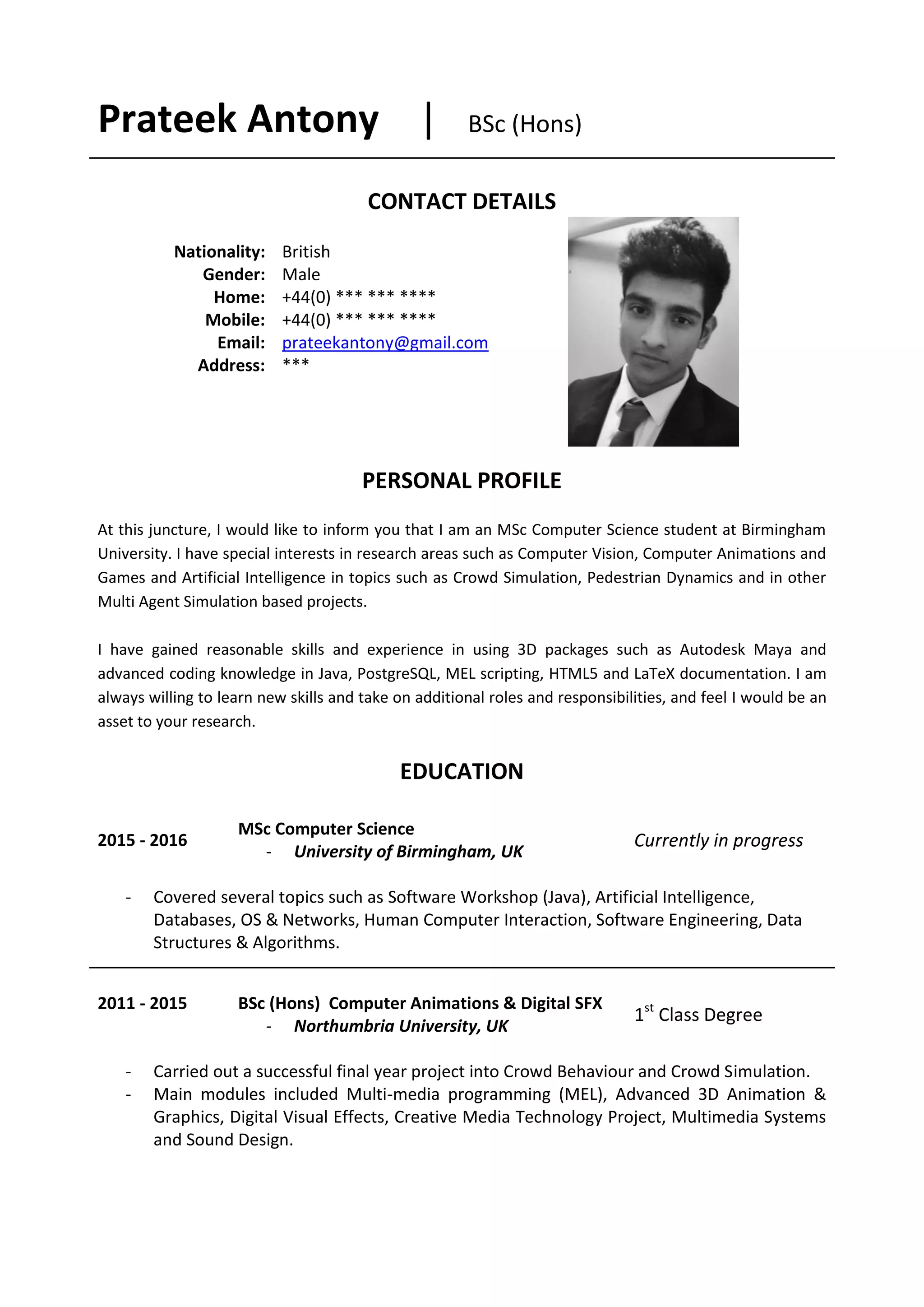 Prateek Antony Cv 2016 Preview Version Pdf 