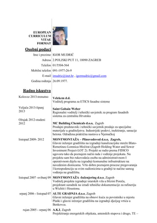 IGOR MUDRIĆ CV-2015 | PDF