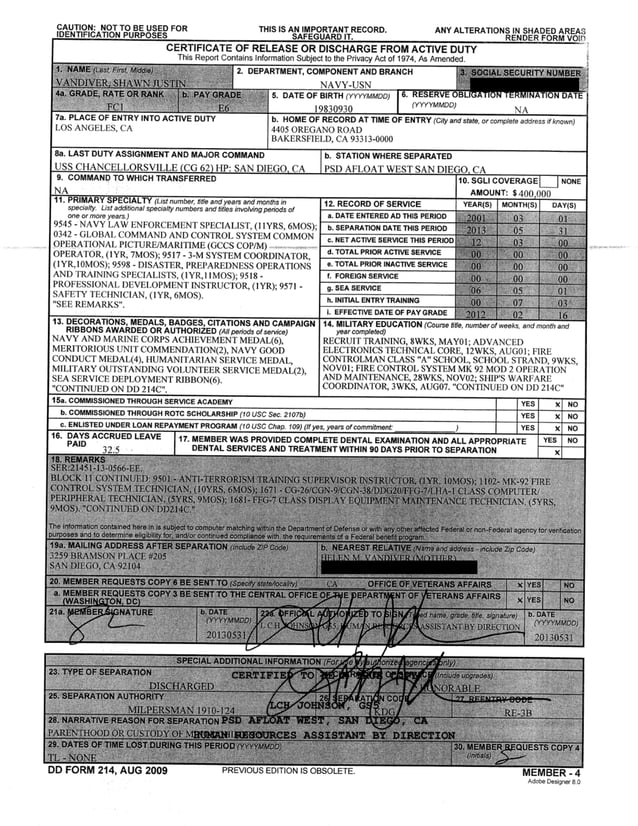 Certified True DD-214 redacted_Redacted | PDF