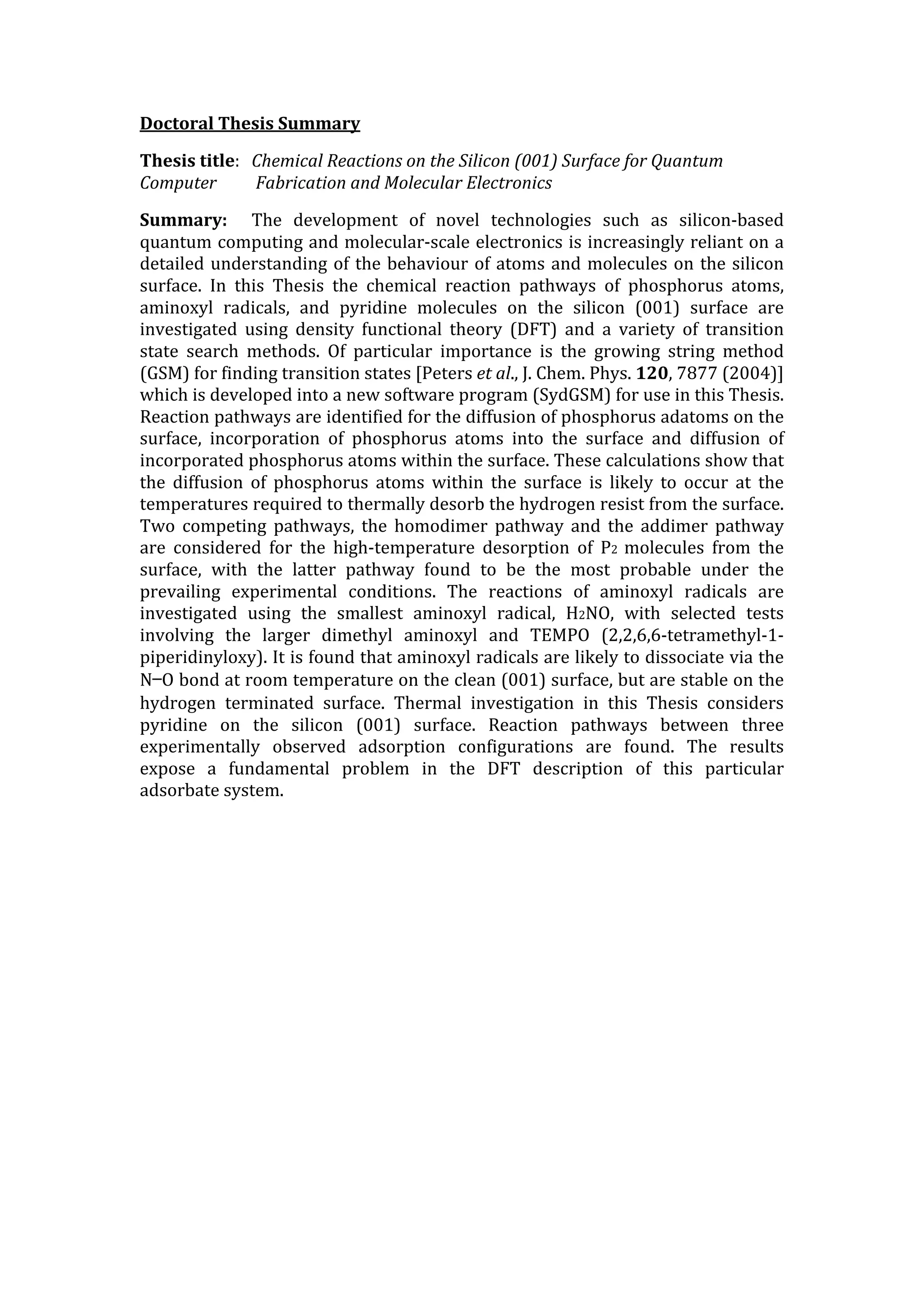 Doctoral Thesis Summary | PDF