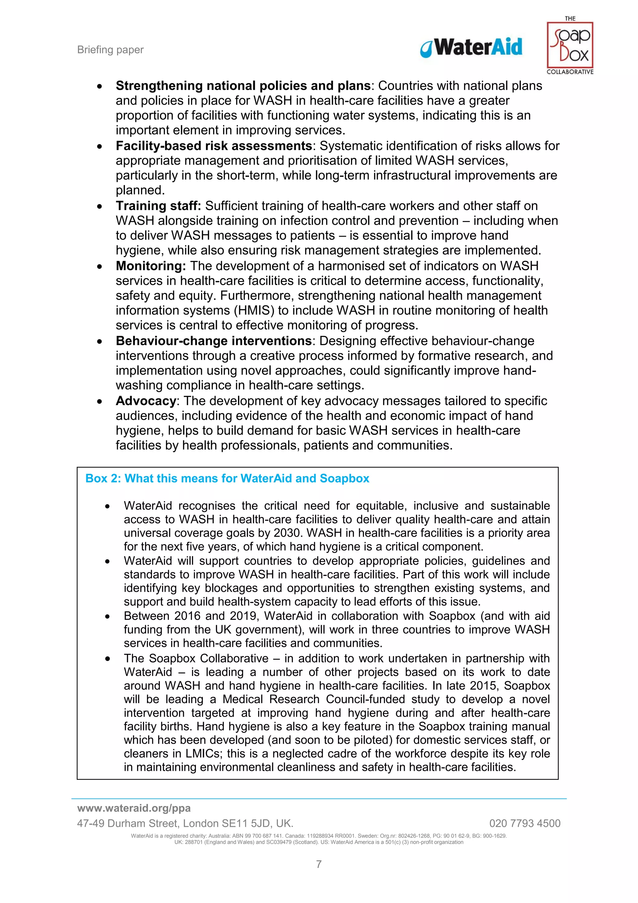 Handwashing in health-care facilities - briefing note | PDF
