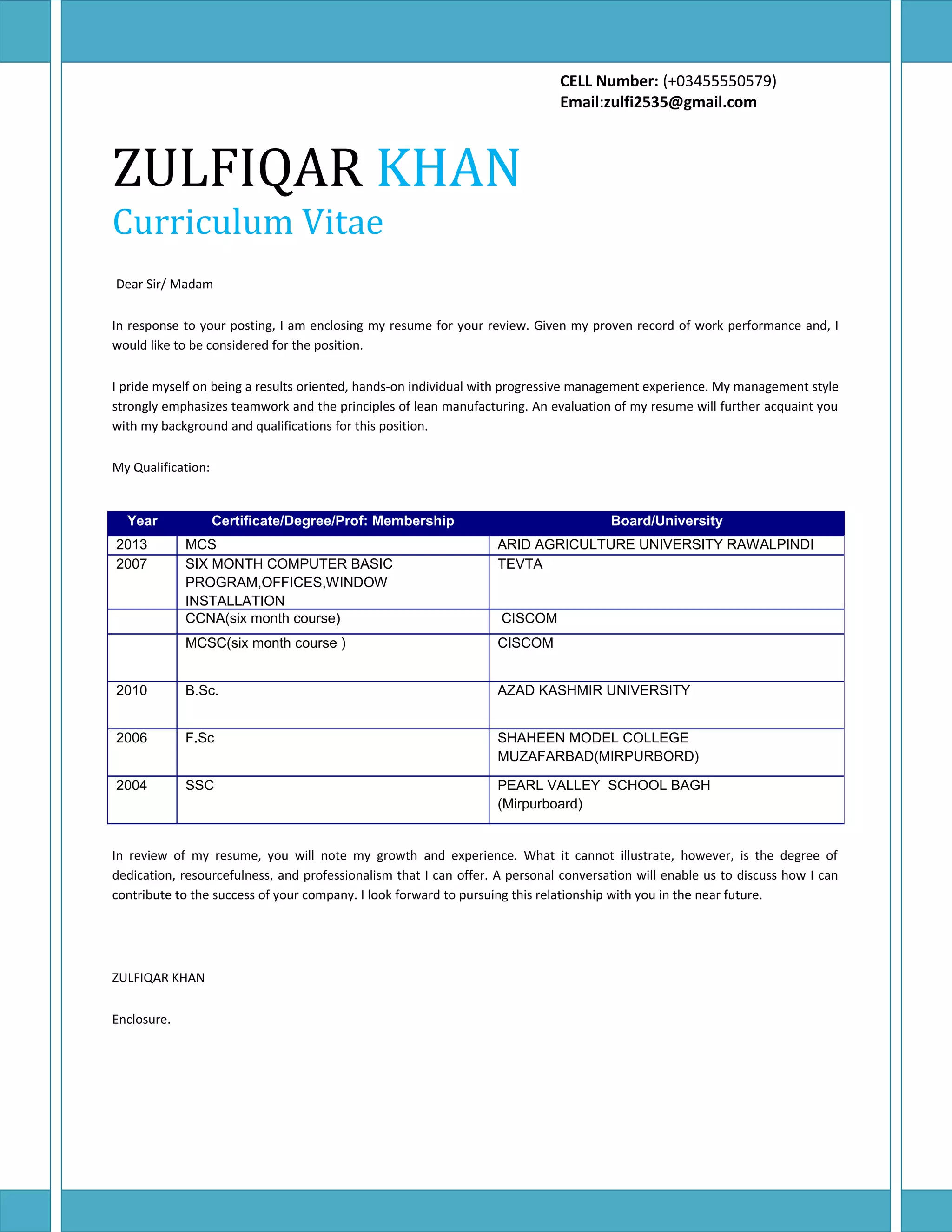 zulfiqar cv (1) | DOC