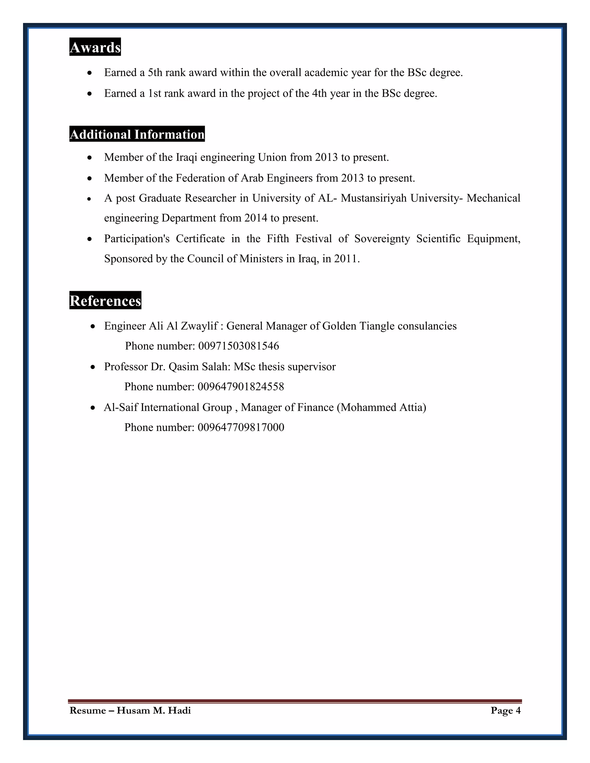 HUSSAM Resume | PDF
