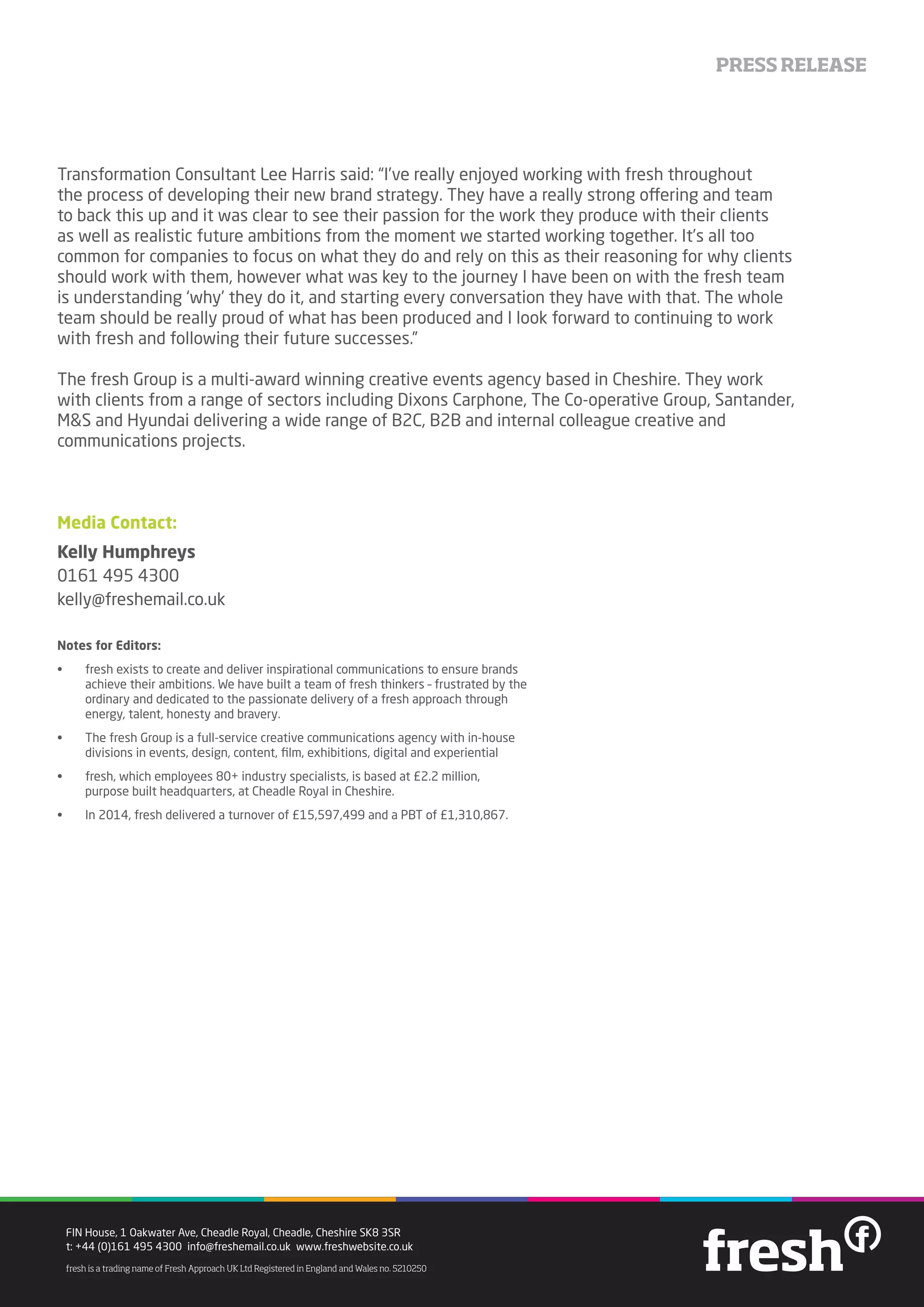 Creative events agency The fresh Group unveils new brand strategy | PDF