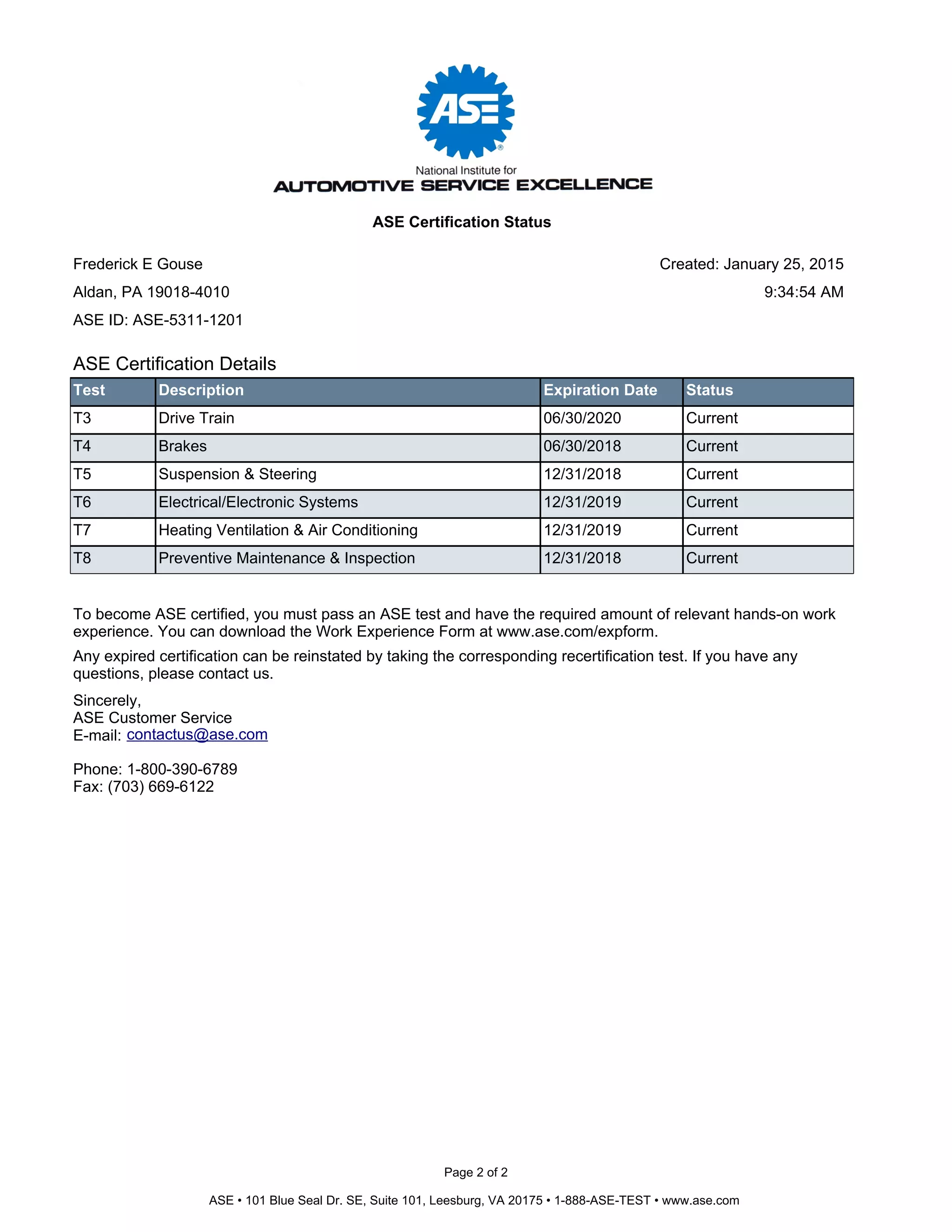 ASE_Certification_Status_Frederick_Gouse | PDF