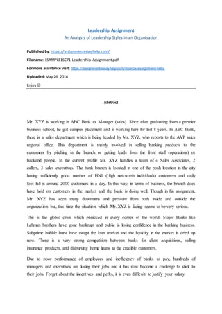 1SAMPLE16C71-Leadership-Assignment | PDF