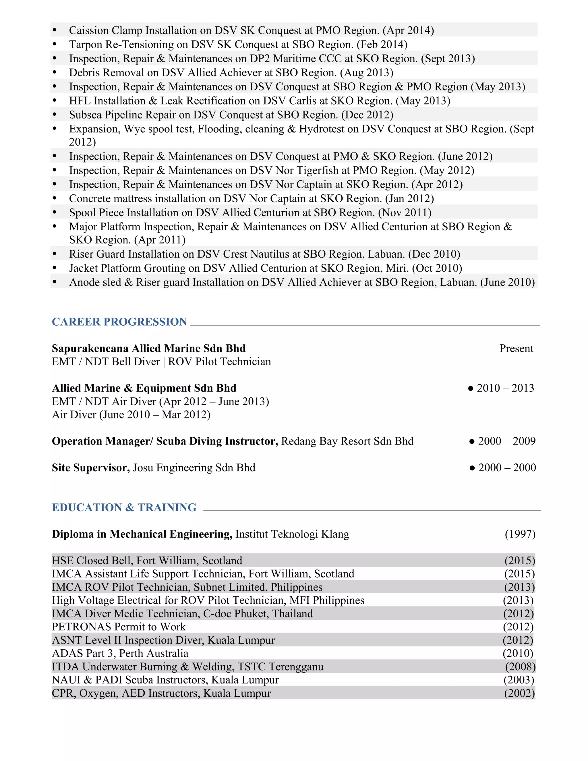 Fedrick's Resume | PDF | Scuba Diving | Extreme Sports