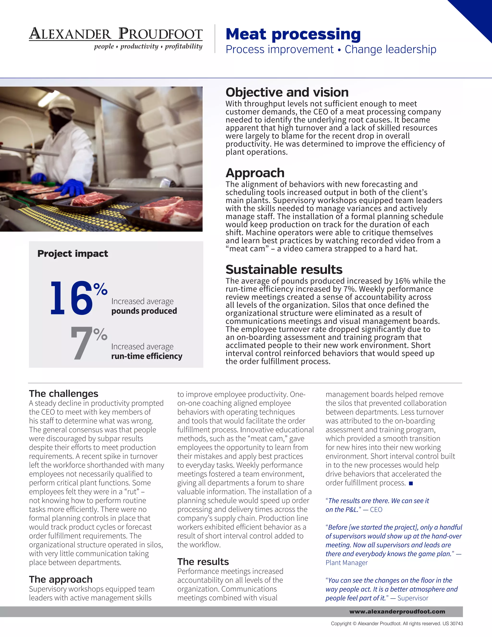 Alexander Proudfoot - Meat processing process improvement | PDF