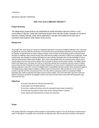 THE VILLAGE LIBRARY PROJECT. | RTF