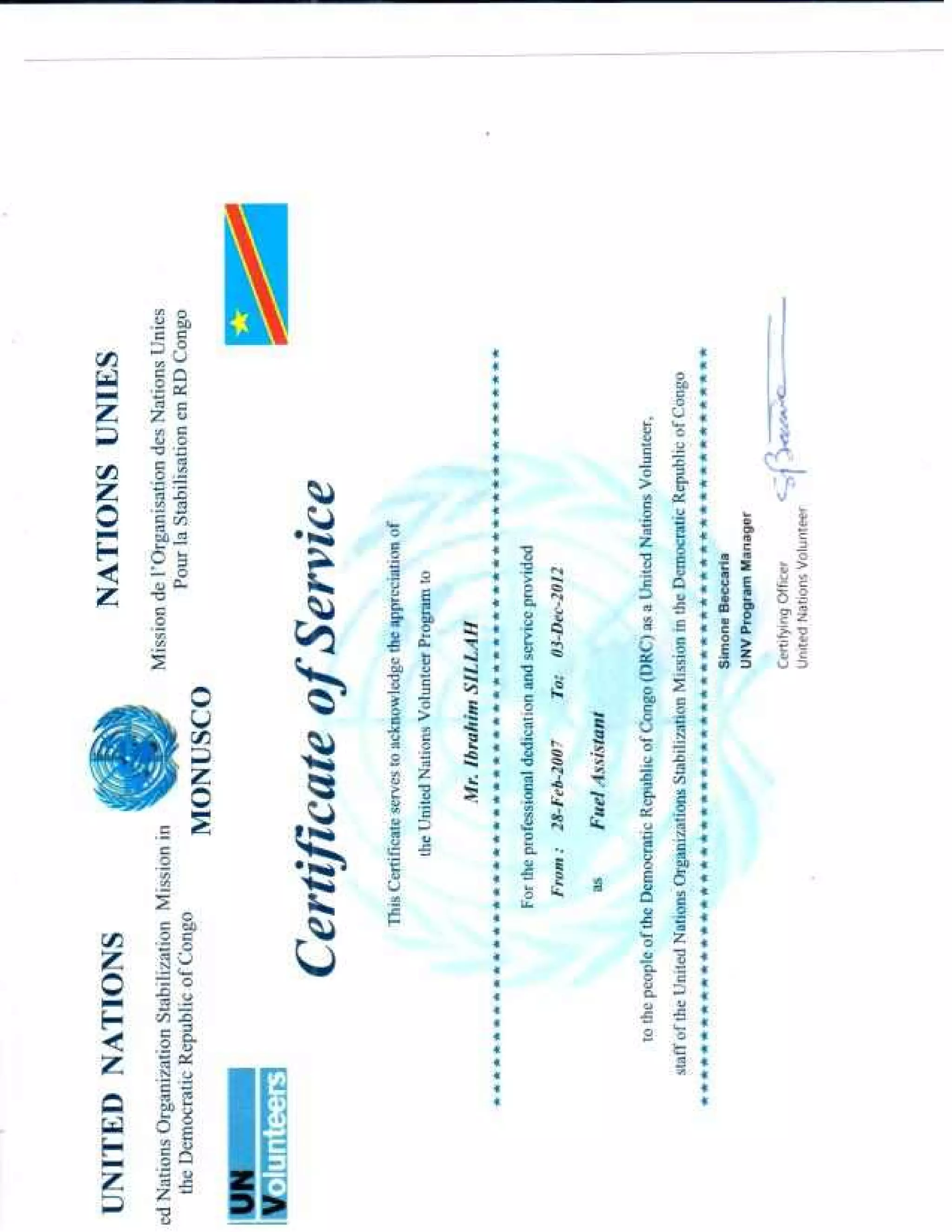 Certificate of service-Fuel Assistant | PDF