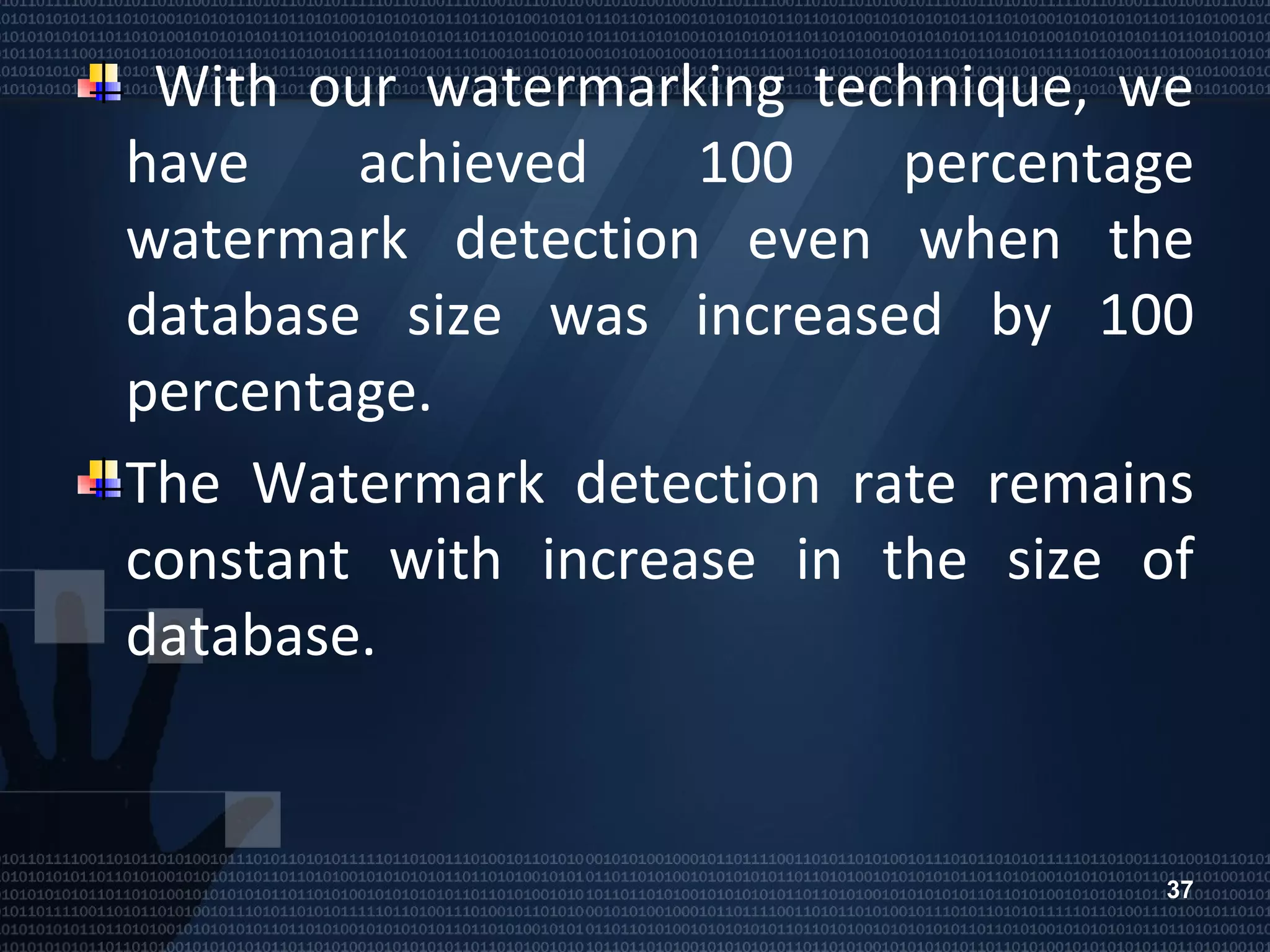 ROBUST LOSSLESS WATERMARKING OF RELATIONAL DATABASES USING MULTIMEDIA ...