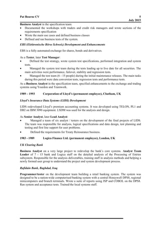 Pat Bourne CV | DOC