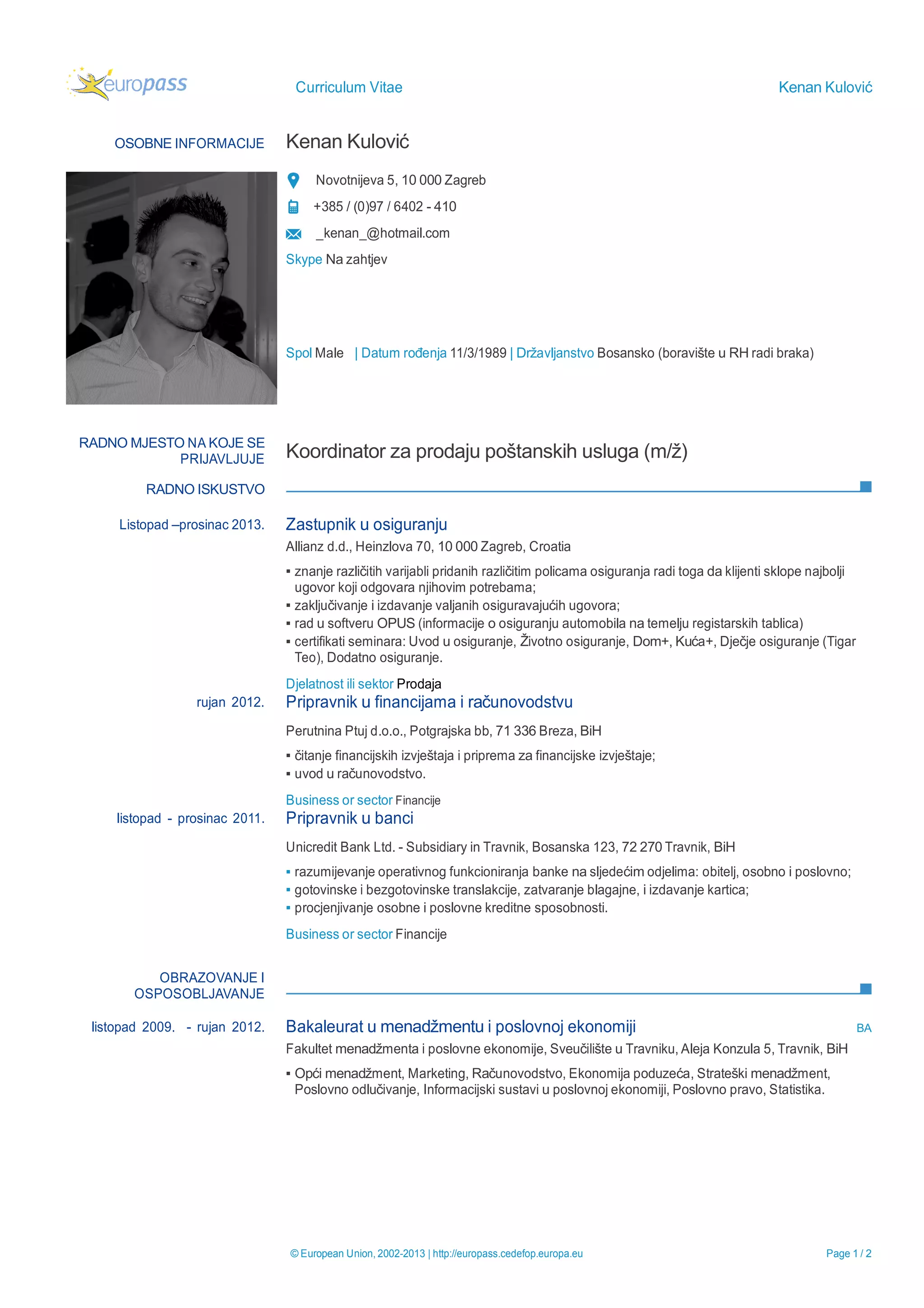 CV Croatian( Hrvatski) | PDF
