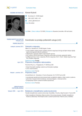 CV Croatian( Hrvatski) | PDF