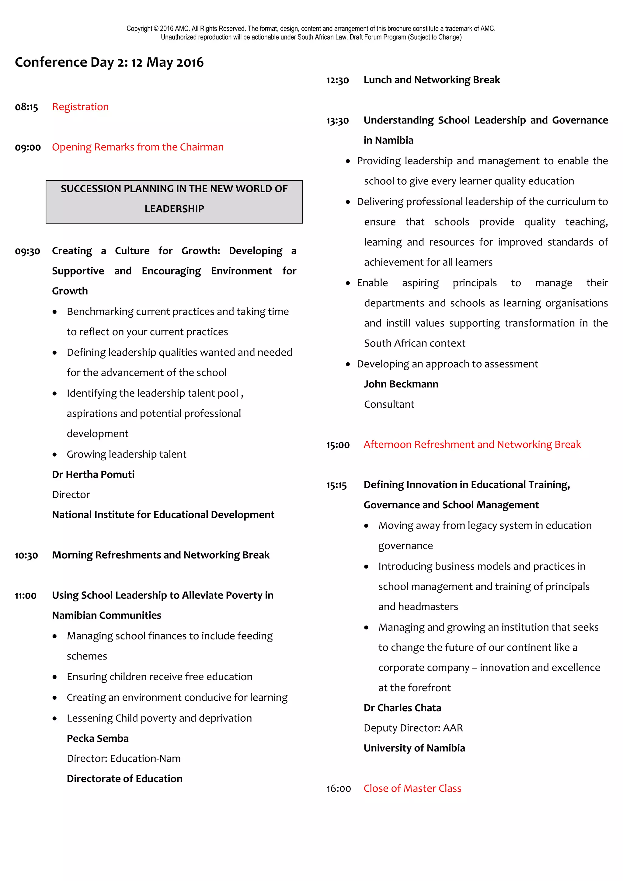 Leadership Development for School Management 2016.doc - Speaker | PDF