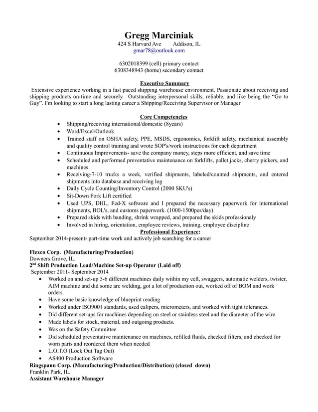 Shipping And Receiving Manager Resume | PDF