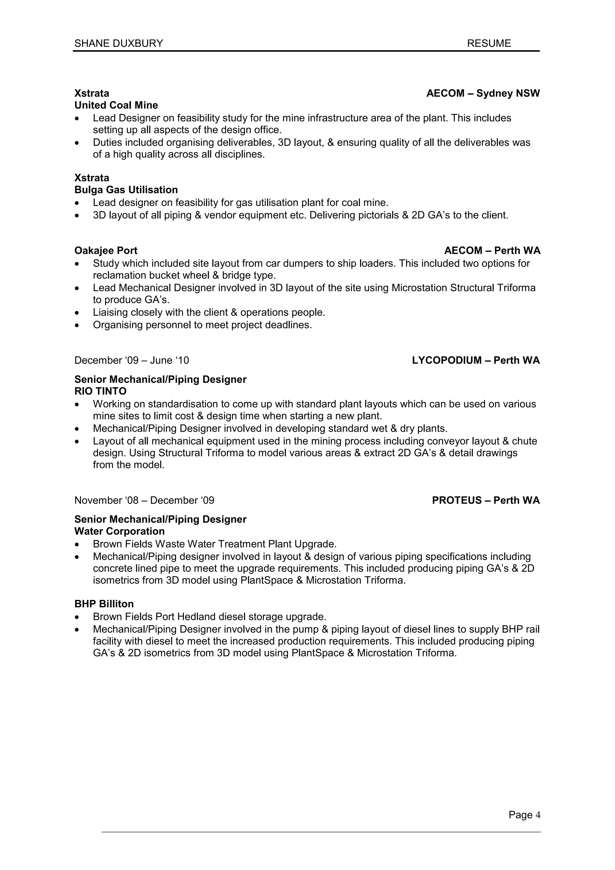 Shane Duxbury Latest Resume | PDF