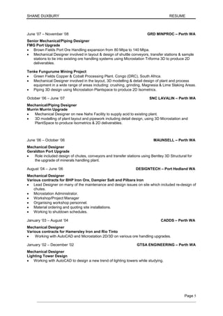 Shane Duxbury Latest Resume | PDF | Civil Engineering Industry | Industries