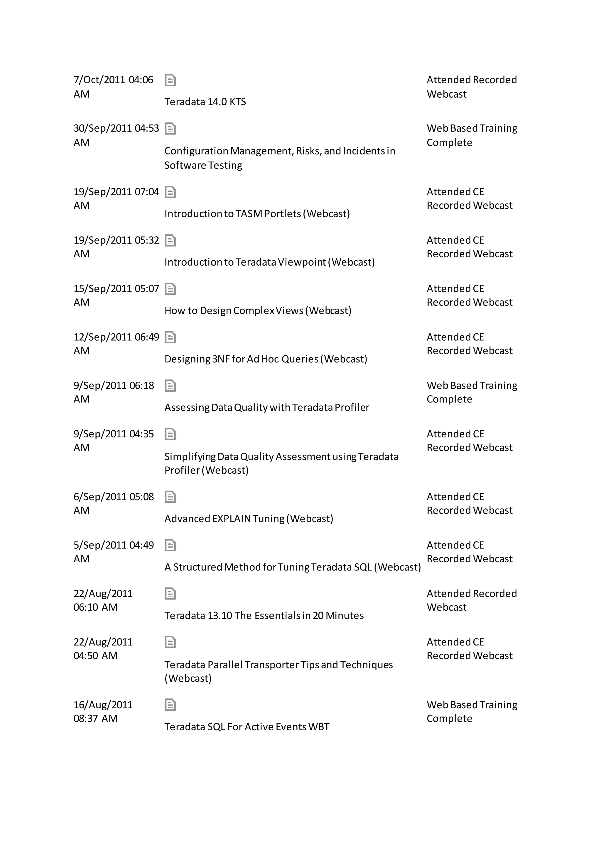 Training Teradata 2010-2015 | PDF