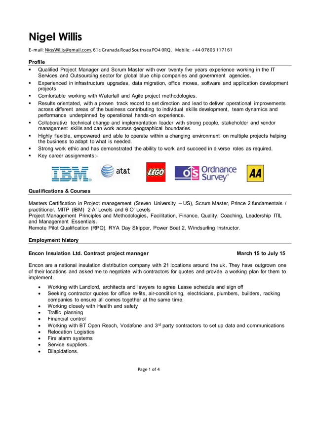 Nigel Willis CV March 2015 | DOCX | Cloud Computing | Internet