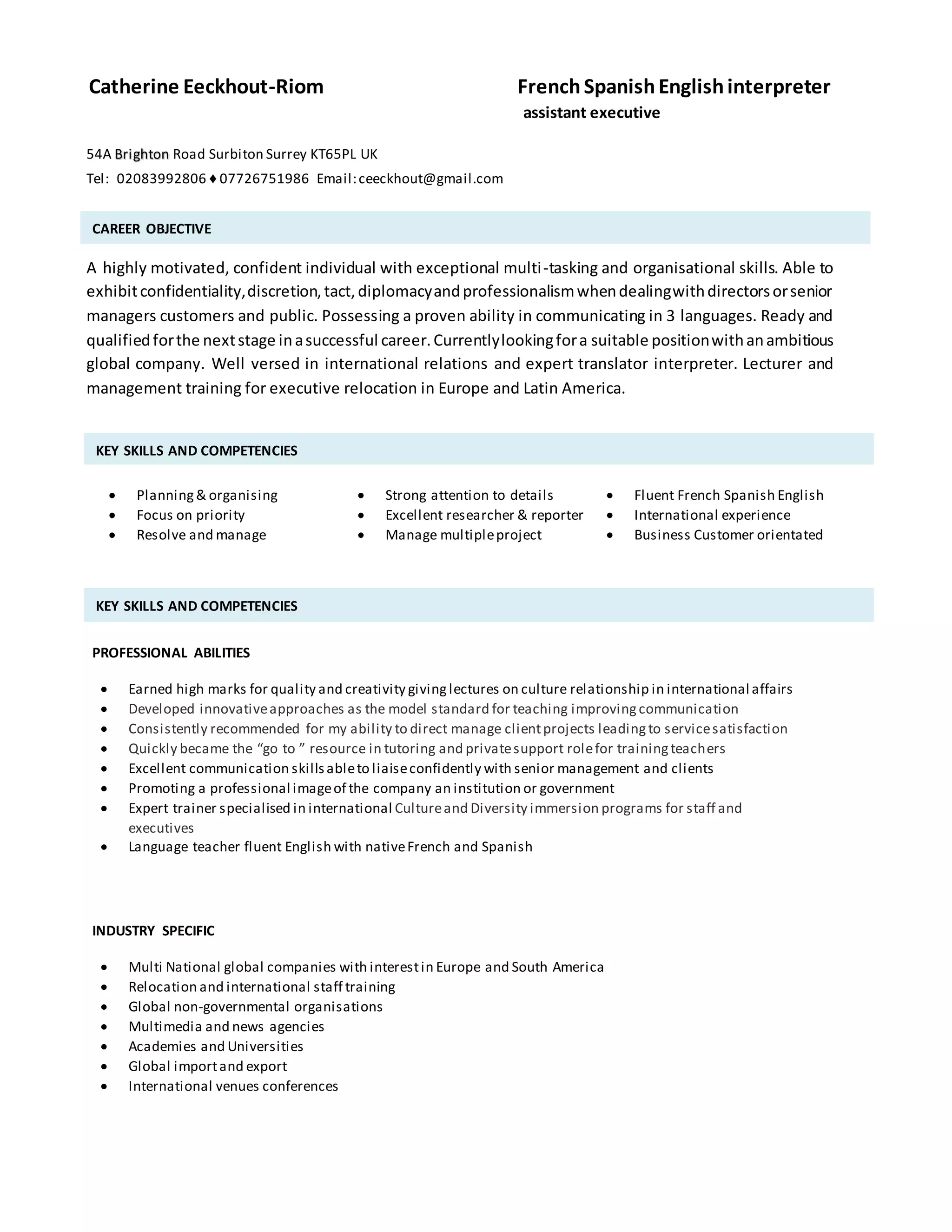 CV Catherine Eeckhout December 2016 | PDF