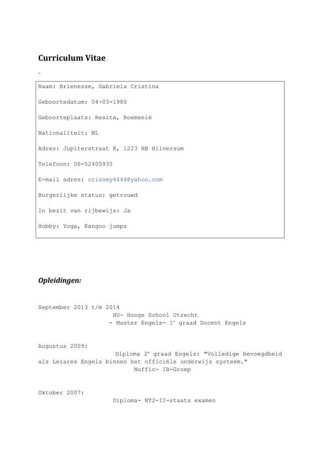 CV Cristina 2-2016 | PDF
