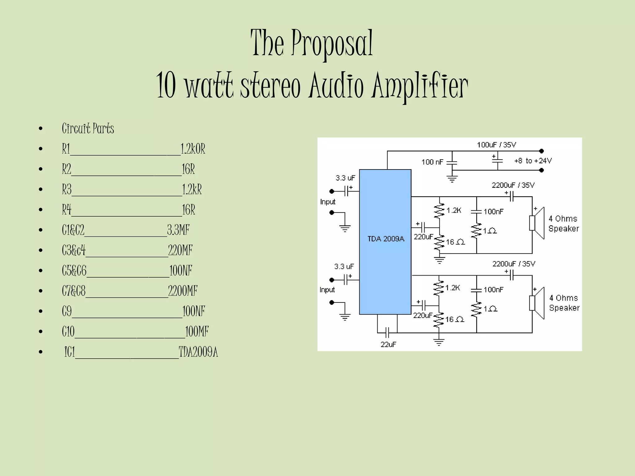 Amplifier project ET1310 AB TDA2009A | PPTX