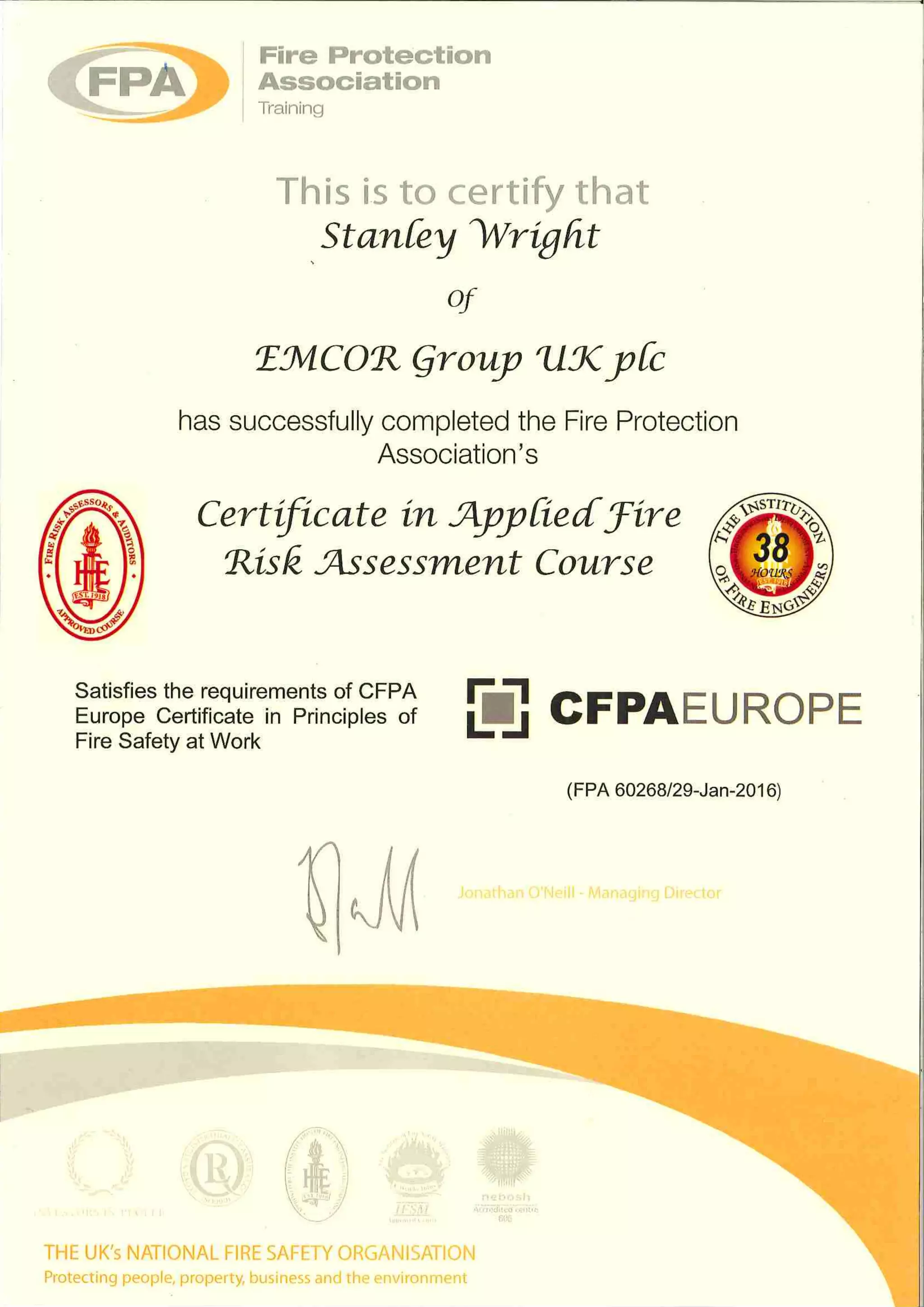 Fire Risk Assessment Cert | PDF