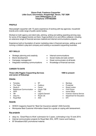 Simon Pratt CV | DOC