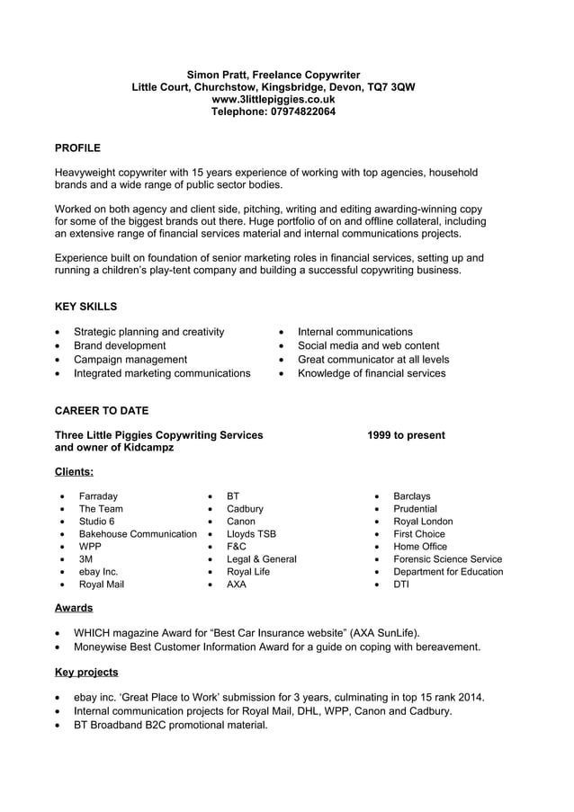 Simon Pratt CV | DOC