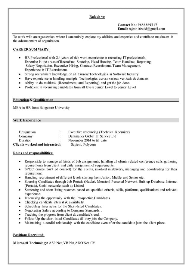 Rajesh vc_Orginal Resume | PDF