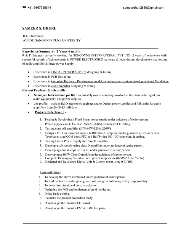 sameer dhuri CV | PDF