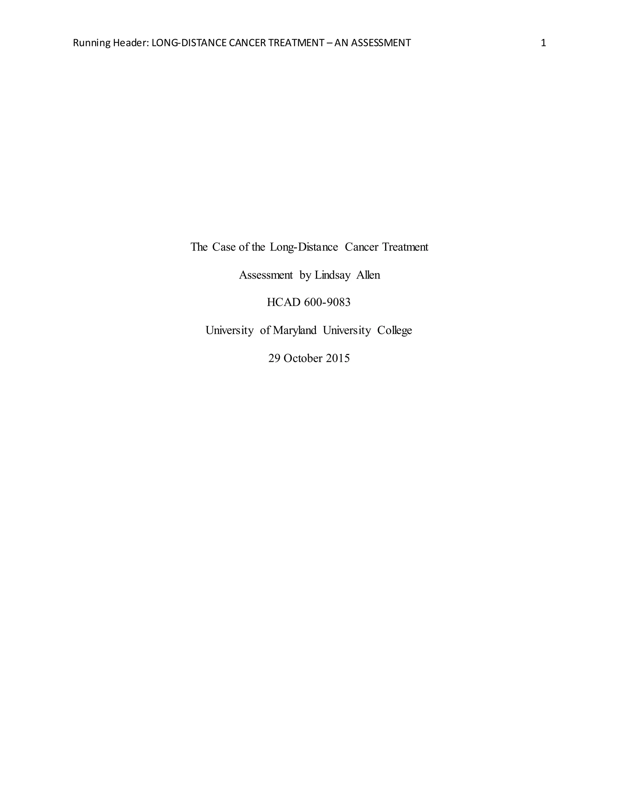 HCAD 600 Case Study Paper | PDF