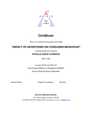 IMPACT ON ADVERTISING ON CONSUMER BEHAVIOUR | DOC